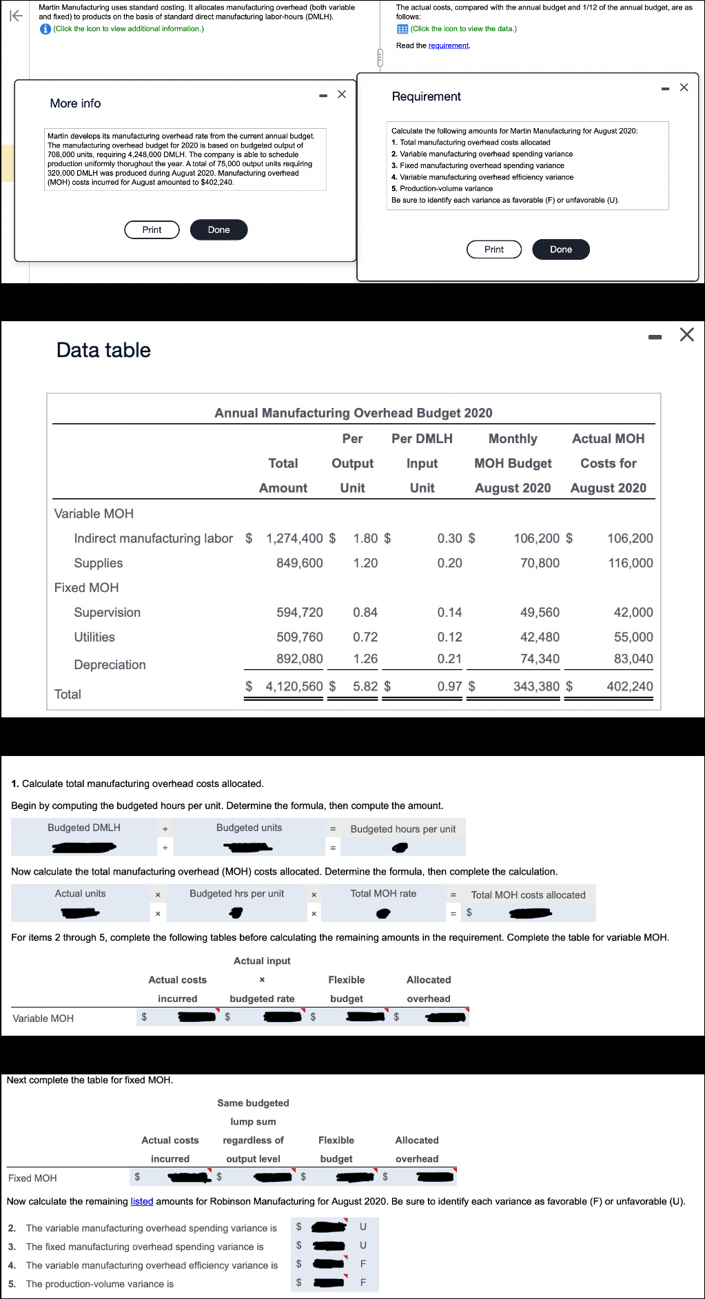 Solved Data tableCalculate total manufacturing overhead | Chegg.com