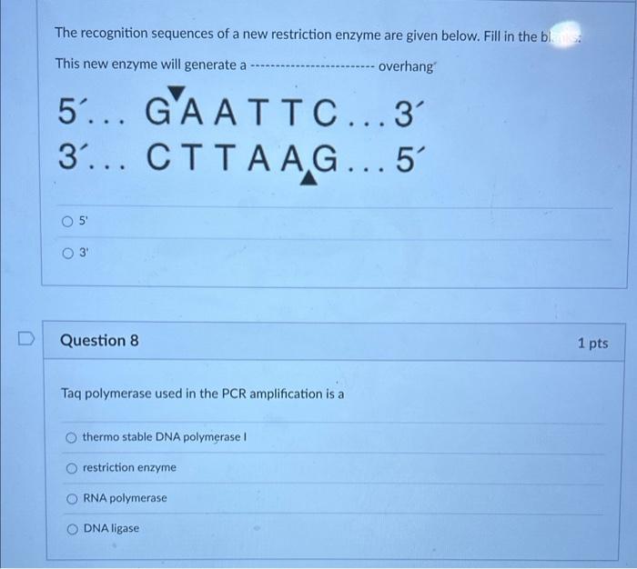 Solved The recognition sequences of a new restriction enzyme | Chegg.com