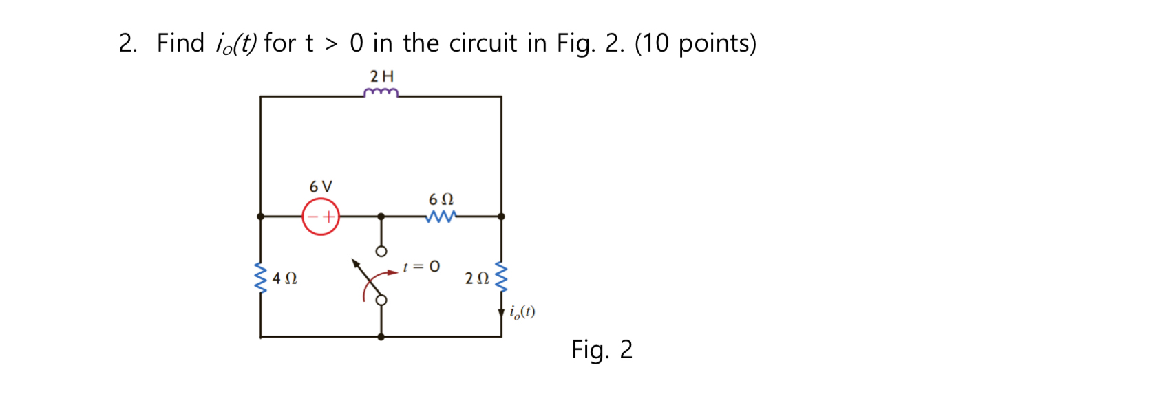 Solved Find io(t) ﻿for t>0 ﻿in the circuit in Fig. 2. (10 | Chegg.com