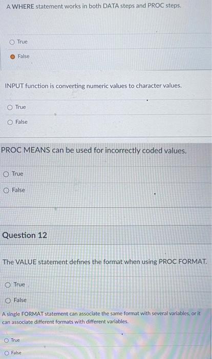 Solved A WHERE statement works in both DATA steps and PROC | Chegg.com