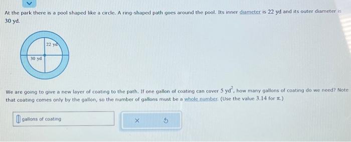Solved At the park there is a pool shaped like a circle. A | Chegg.com