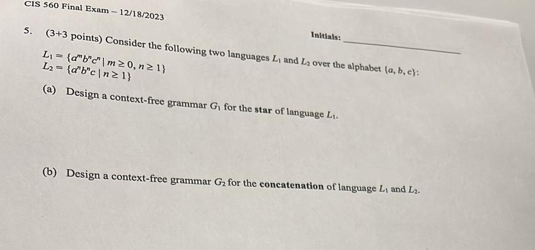 Solved CIS 560 ﻿Final Exam - 1218?2023the following two | Chegg.com