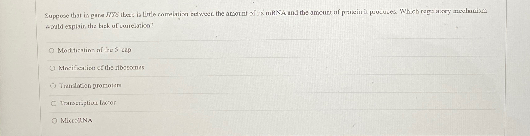 Solved Suppose that in gene HY6 ﻿there is little correlation | Chegg.com