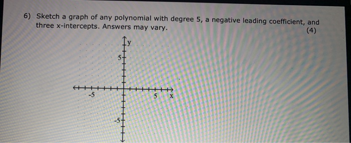 Solved 6) Sketch a graph of any polynomial with degree 5, a | Chegg.com