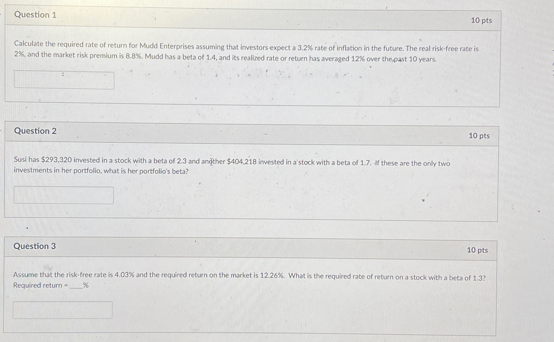 Solved Question 110ptsCalculate the required rate of return | Chegg.com