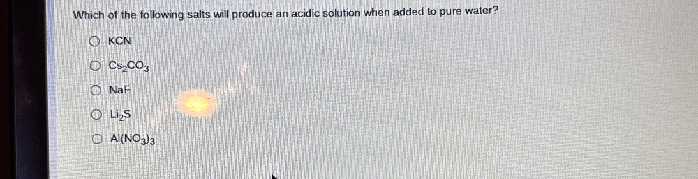 Solved Which of the following salts will produce an acidic | Chegg.com