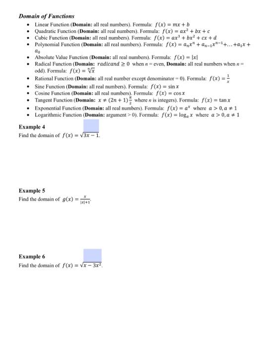 Solved Domain of Functions - Linear Function (Domain: all | Chegg.com