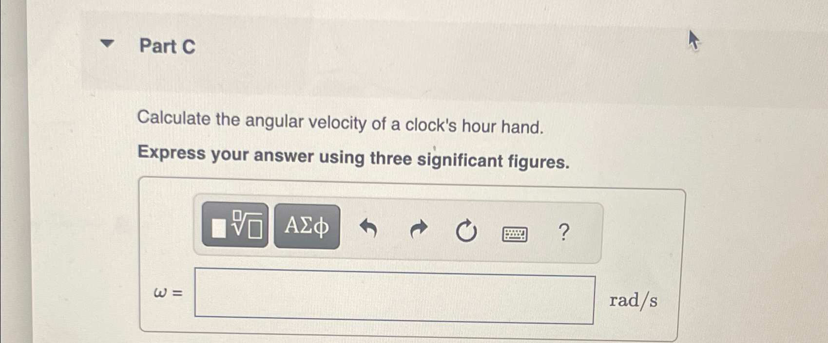 Solved Part CCalculate the angular velocity of a clock's | Chegg.com