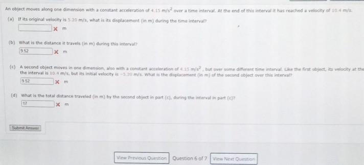 Solved An object moves along one dimension with a constant | Chegg.com