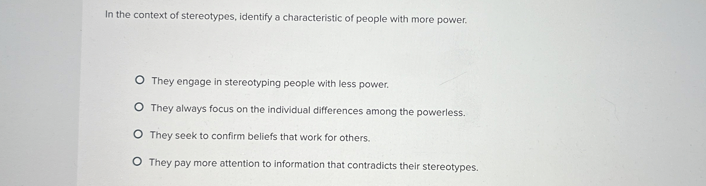 Solved In the context of stereotypes, identify a | Chegg.com