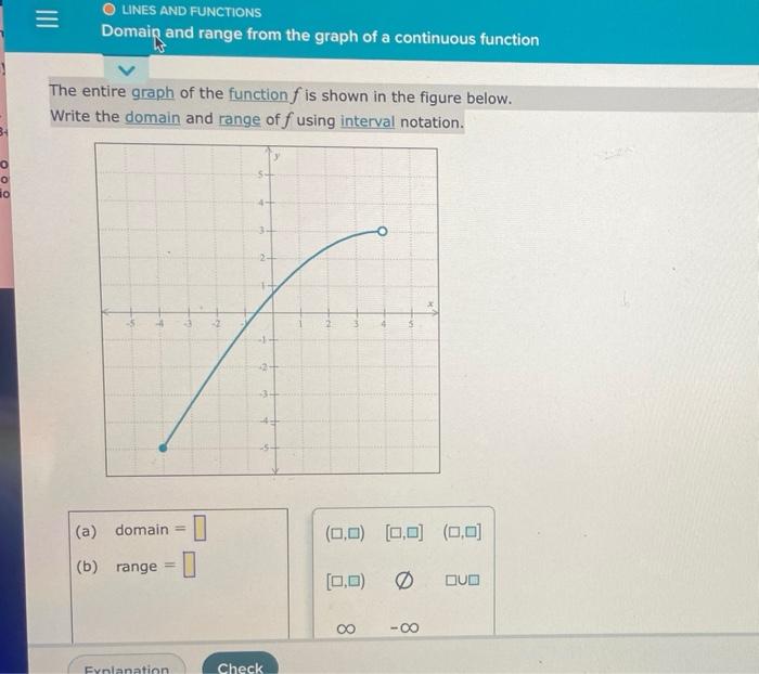 Solved LINES AND FUNCTIONS Domain and range from the graph | Chegg.com