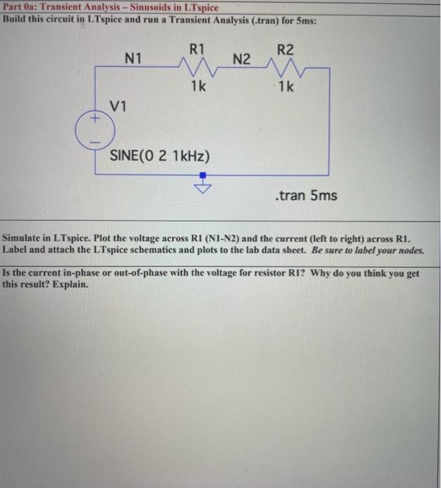 Solved Part 0a Transient Analysis Sinusoids In Ltspice