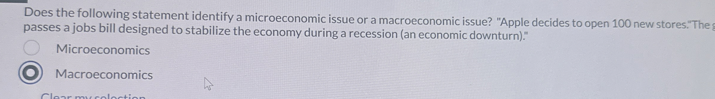 Solved Does the following statement identify a microeconomic | Chegg.com