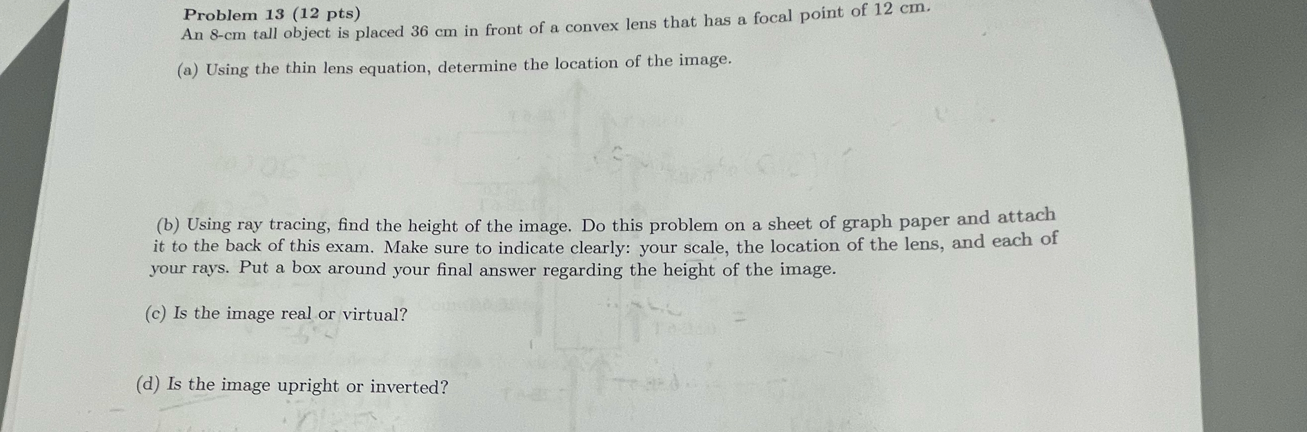 Solved Problem 13 (12 ﻿pts)An 8-cm tall object is placed | Chegg.com