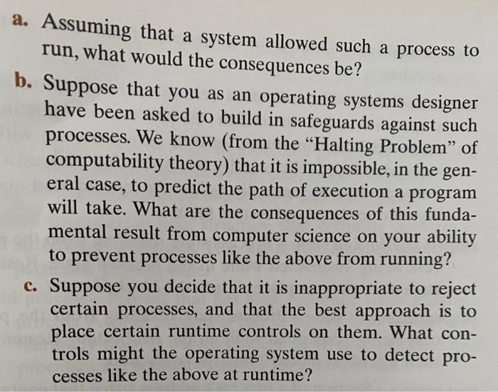 Solved 3.4 The ability of one process to spawn a new process | Chegg.com