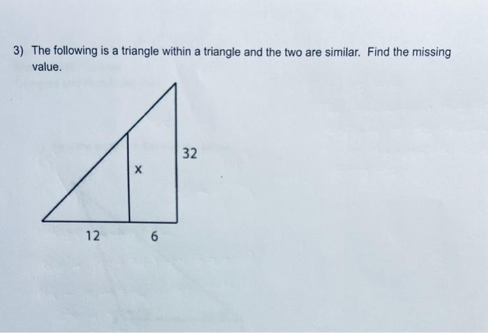 Solved 3) The following is a triangle within a triangle and | Chegg.com