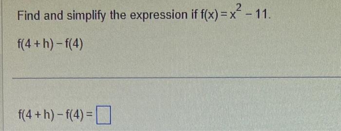 Solved Find and simplify the expression if f(x)=x2−4 f(x−1) | Chegg.com