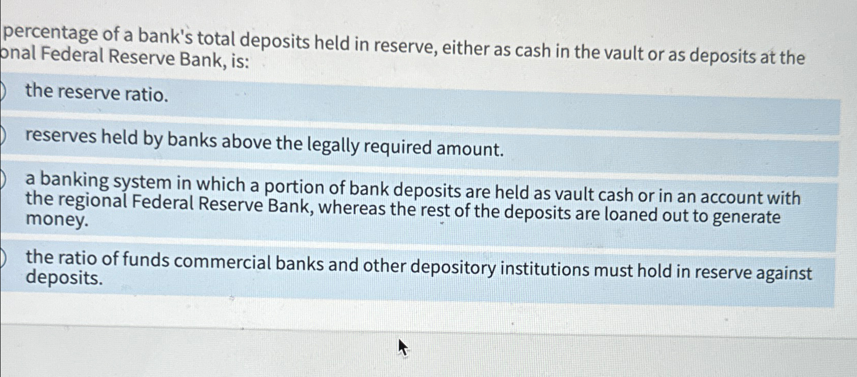 Solved percentage of a bank's total deposits held in | Chegg.com