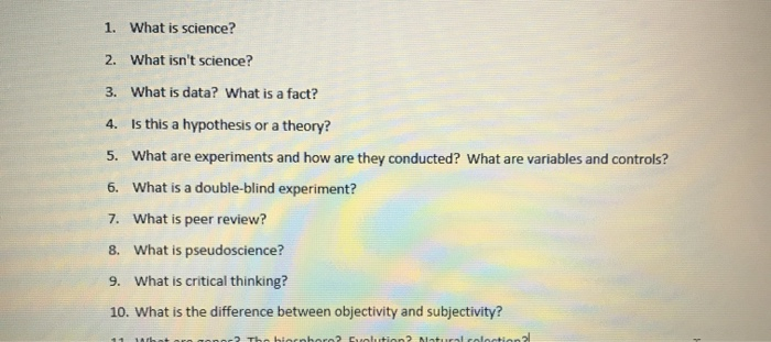 Solved 1. What is science? 2. What isn't science? 3. What is | Chegg.com