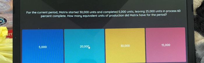 Solved For the current period, Matrix started 30,000 units | Chegg.com