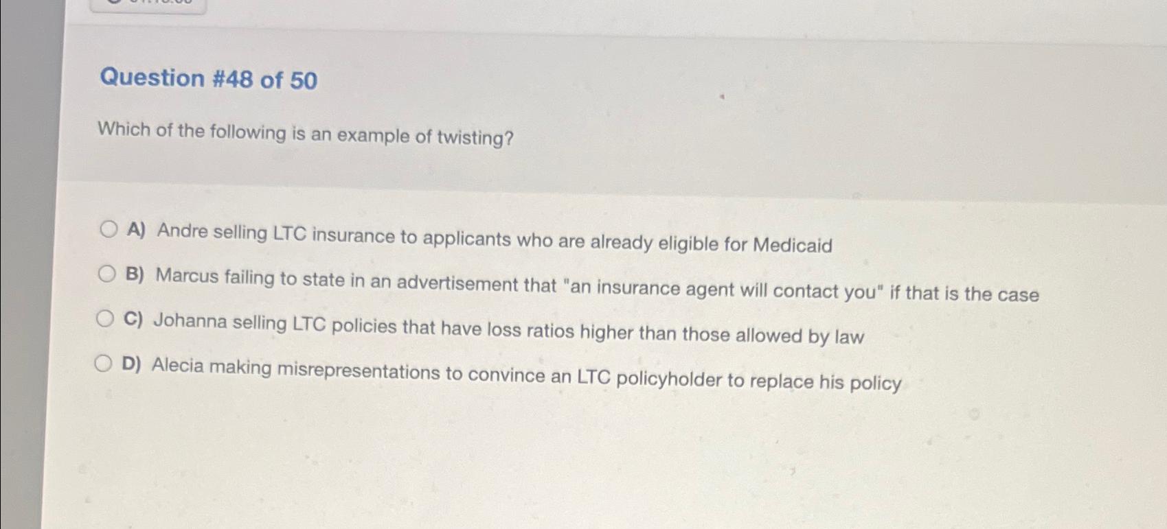 Solved Question #48 ﻿of 50Which of the following is an | Chegg.com