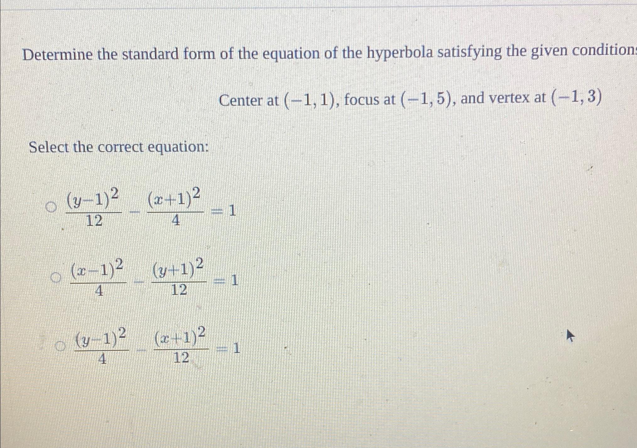 Solved Determine the standard form of the equation of the | Chegg.com