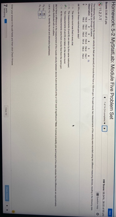 Solved Homework: 5-2 MyStatLab: Module Five Problem Set | Chegg.com