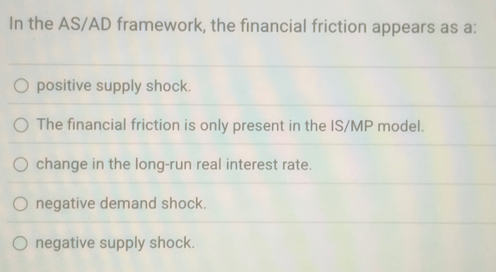 Solved In the AS/AD framework, the financial friction | Chegg.com