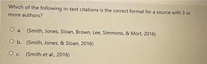Solved What Is The Correct Author And Year Format For A Chegg
