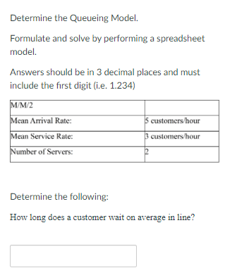 Solved Determine the Queueing Model.Formulate and solve by | Chegg.com