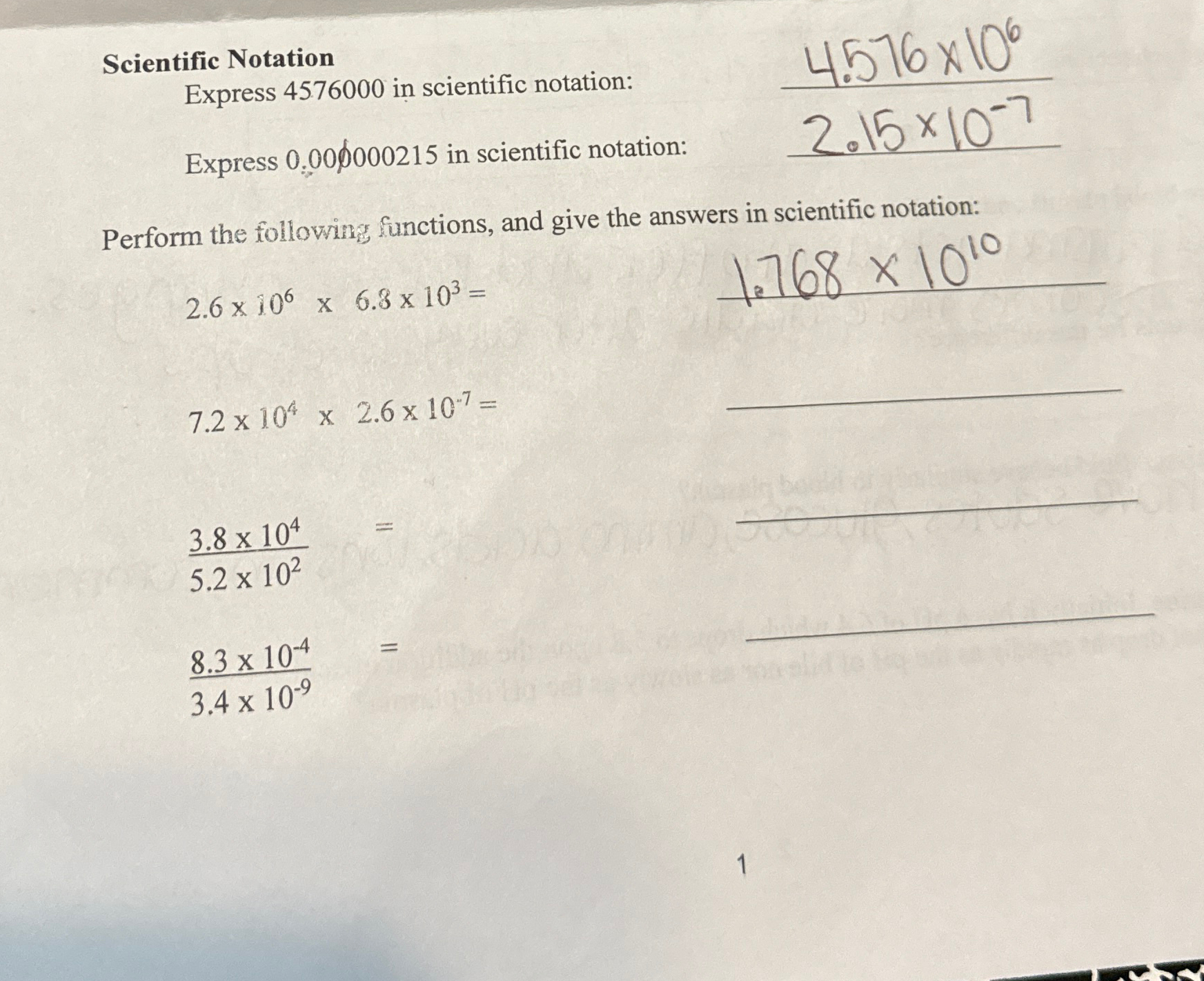 Solved Scientific NotationExpress 4576000 ﻿in scientific | Chegg.com