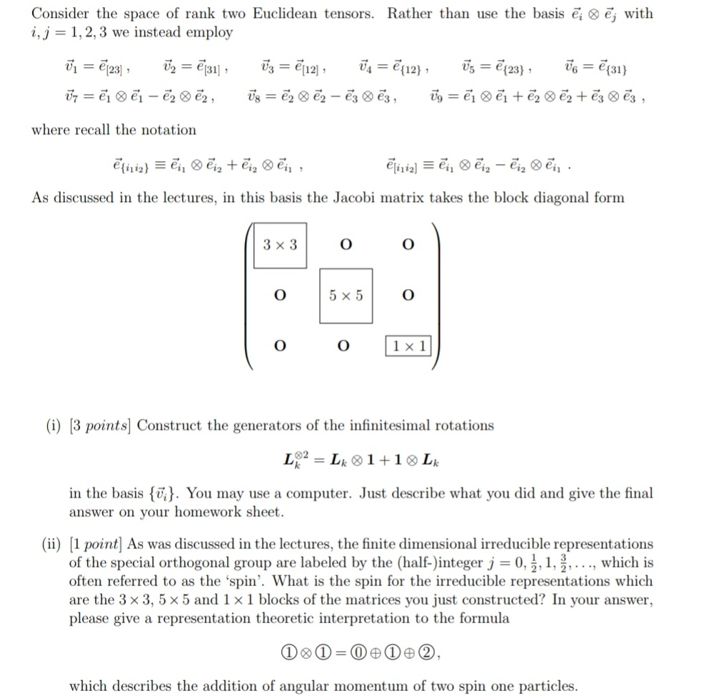 Solved Consider The Space Of Rank Two Euclidean Tensors