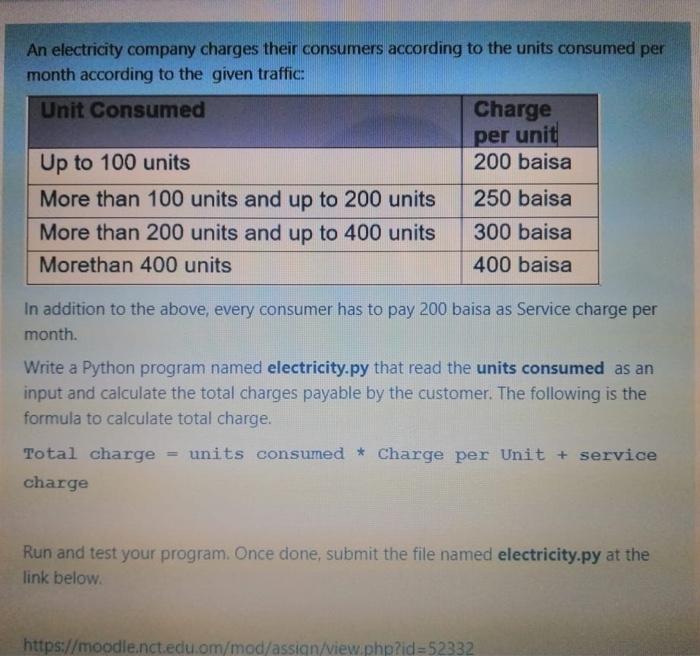 Solved An electricity company charges their consumers | Chegg.com