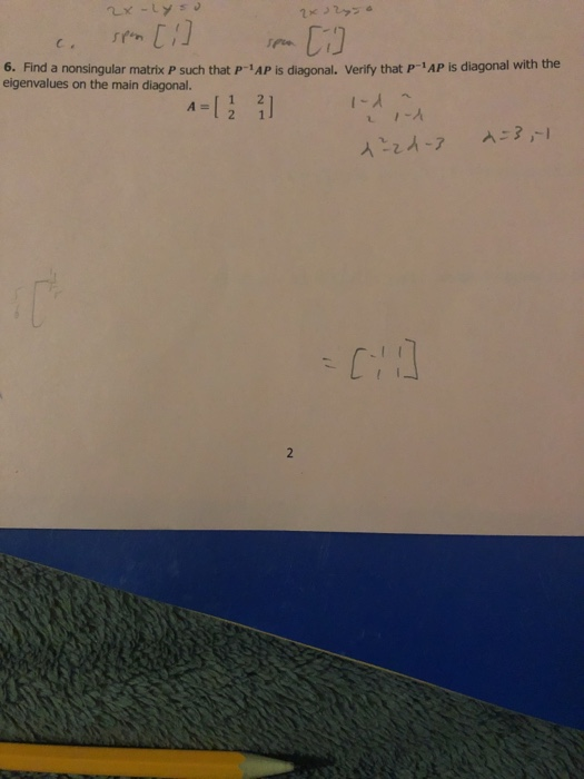 Solved 2x02ya 6. Find a nonsingular matrix P such that p-1AP | Chegg.com