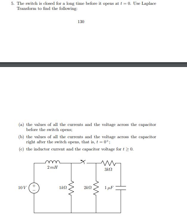 Solved The switch is closed for a long time before it opens | Chegg.com