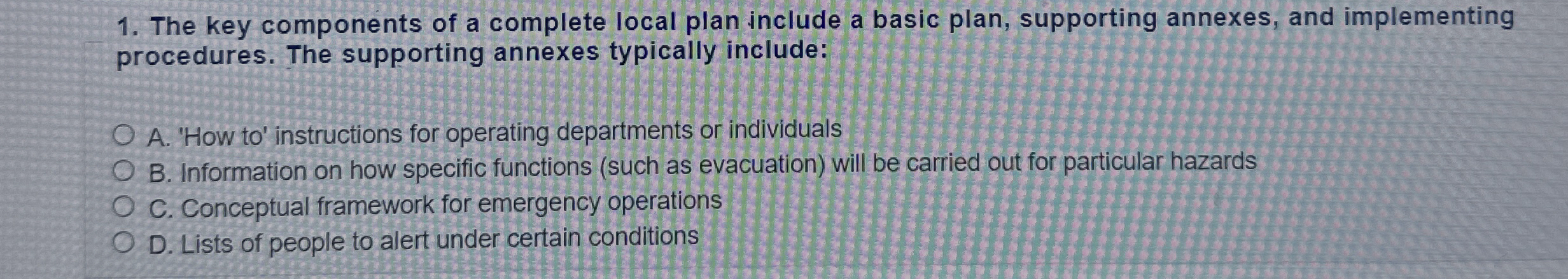 Solved The key components of a complete local plan include a | Chegg.com
