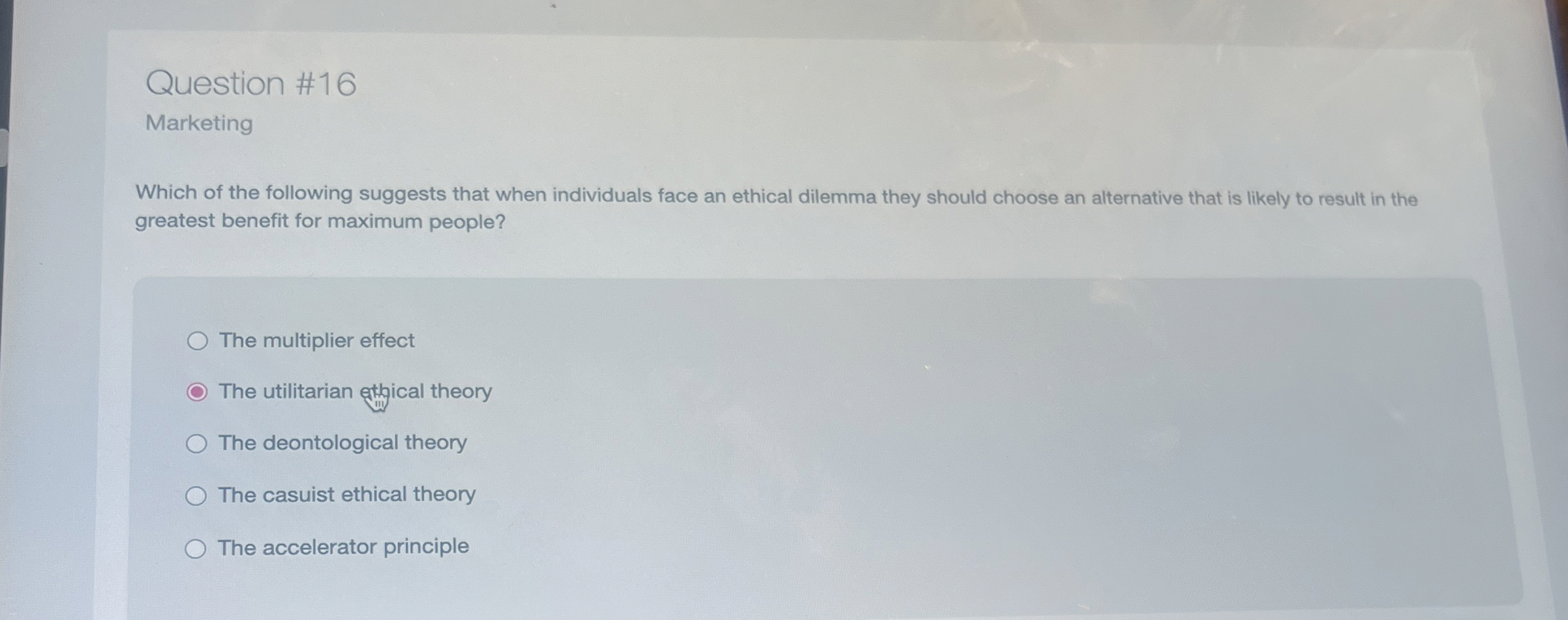 Solved Question #16MarketingWhich of the following suggests | Chegg.com