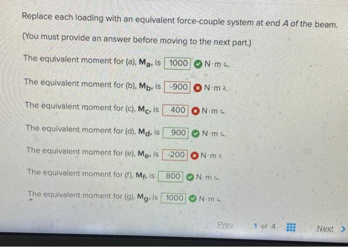 Solved Replace each loading with an equivalent force-couple | Chegg.com