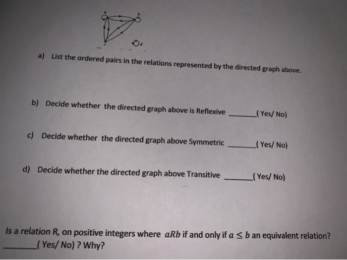 Solved a) List the ordered pairs in the relations | Chegg.com