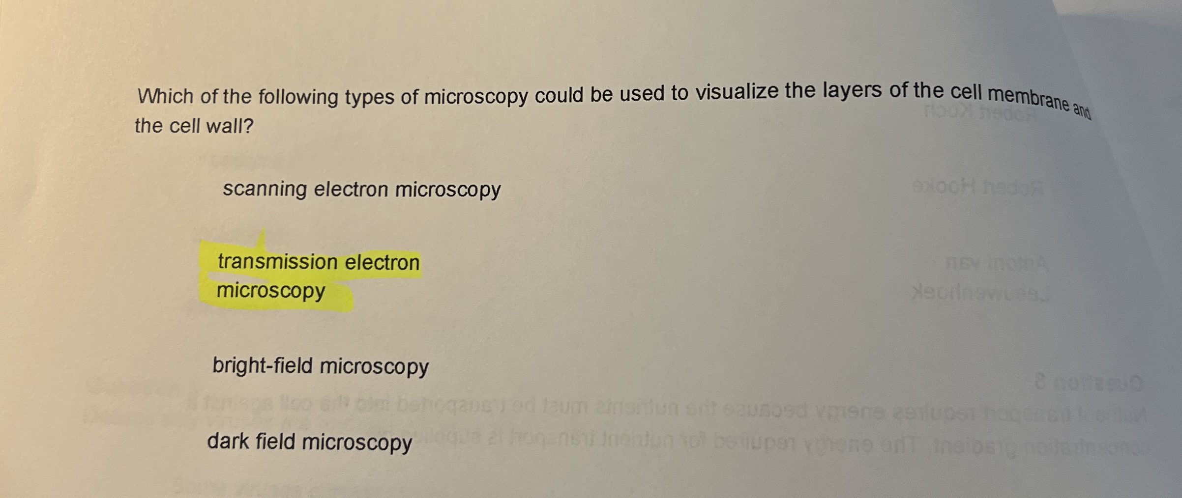 Solved Which of the following types of microscopy could be | Chegg.com