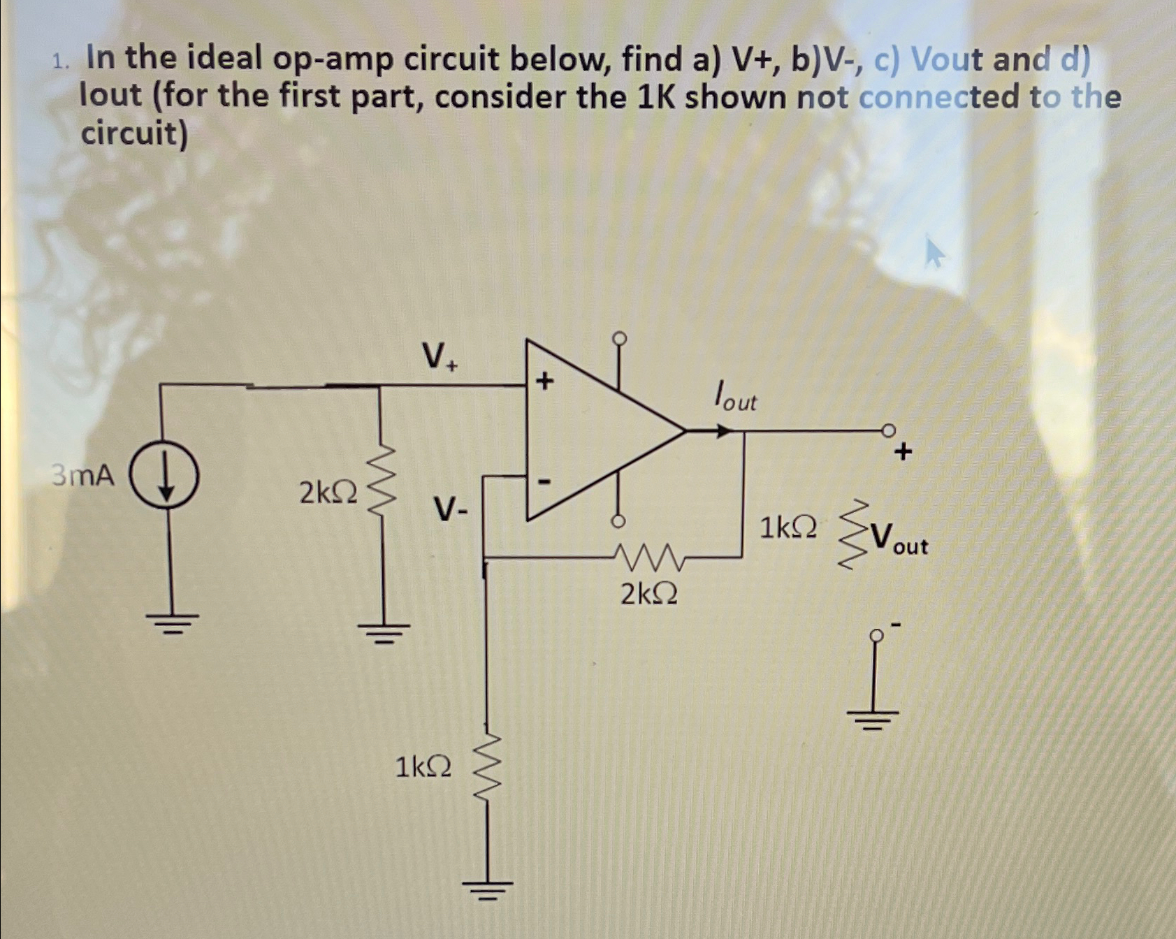 Solved In the ideal op-amp circuit below, find a) ﻿V+, | Chegg.com