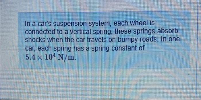 Solved In a car's suspension system, each wheel is connected | Chegg.com