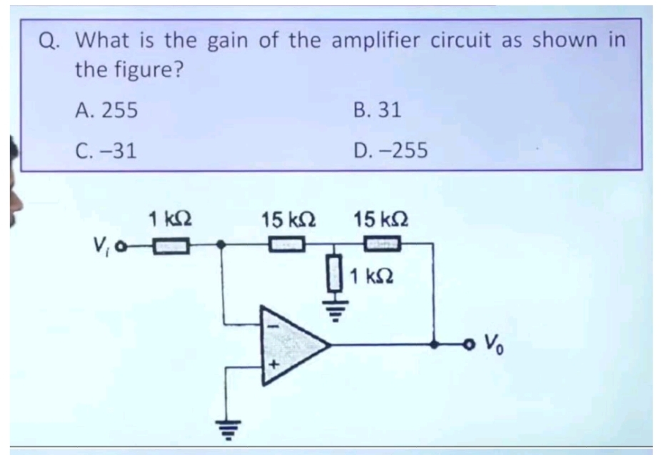 Solved Q. ﻿What is the gain of the amplifier circuit as | Chegg.com