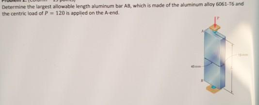 Solved Determine the largest allowable length aluminum bar | Chegg.com