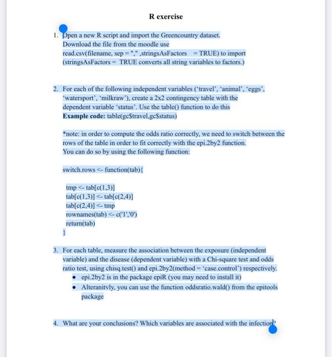 Solved R exercise 1. Open a new R script and import the | Chegg.com