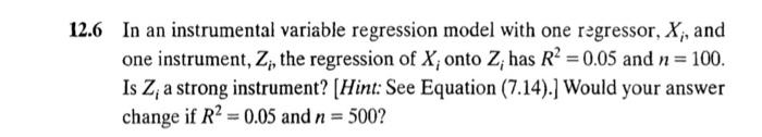 Solved 2.6 In an instrumental variable regression model with | Chegg.com