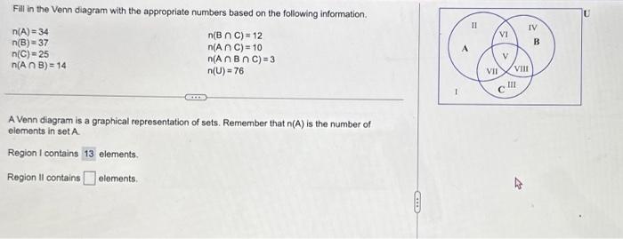 Solved Fill in the Venn diagram with the appropriate numbers | Chegg.com
