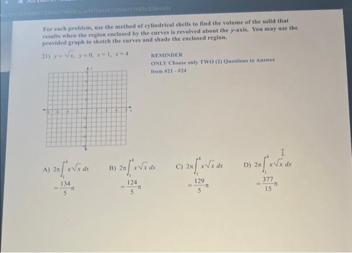 Solved For each problem, use the method of cylindrical | Chegg.com