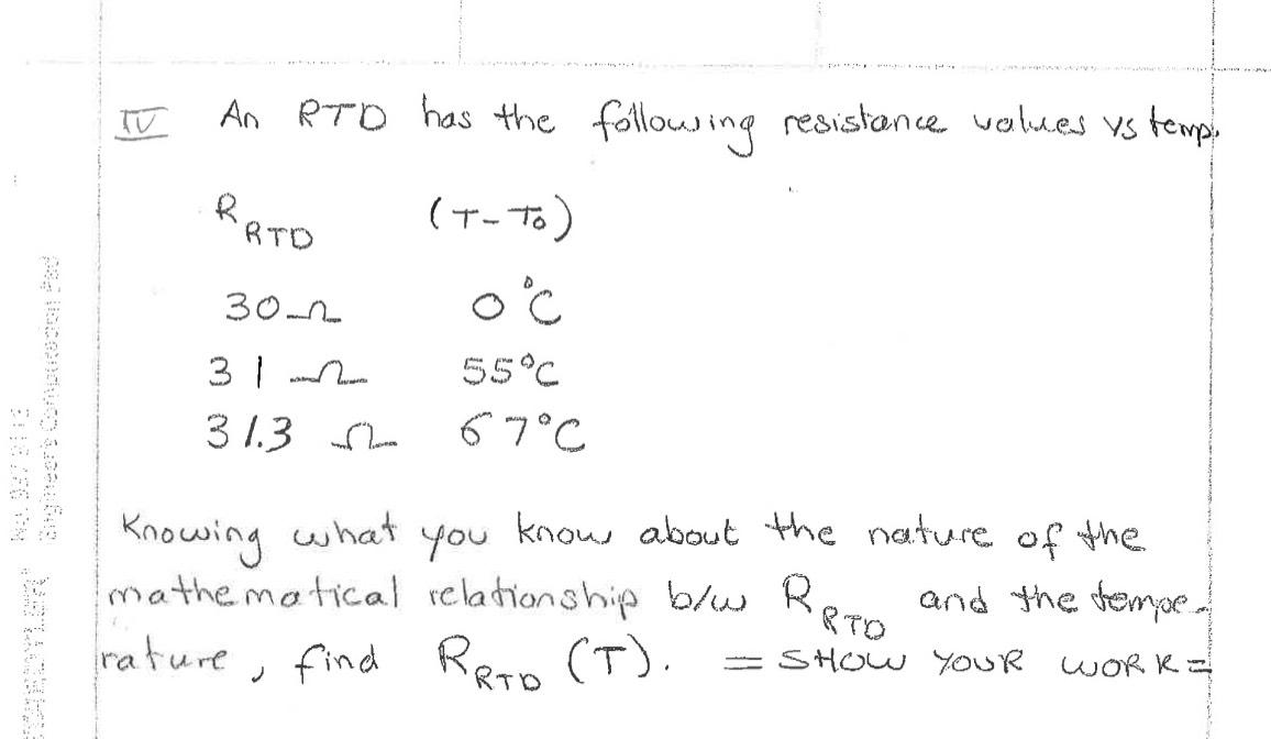 Solved IV An RTO has the following resistance wateres | Chegg.com