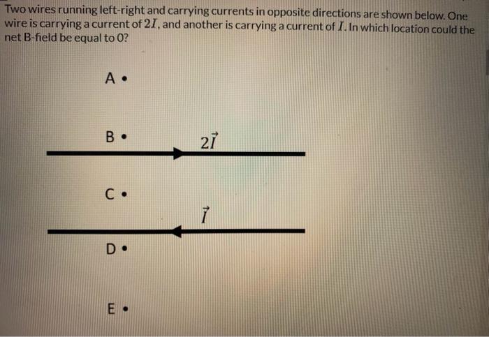 Two wires running left-right and carrying currents in | Chegg.com